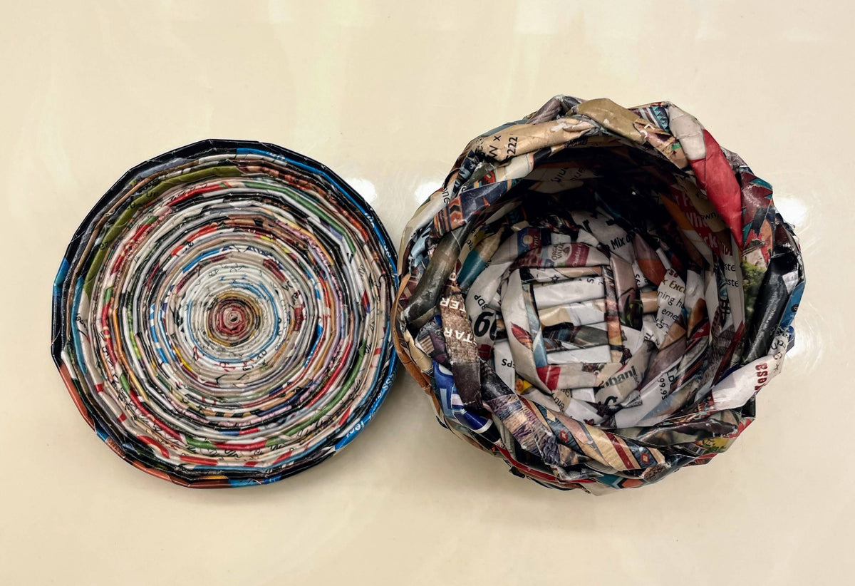 Paper Zen Designs - Small Paper Weaved Container with Lid | Atrium 916 ...